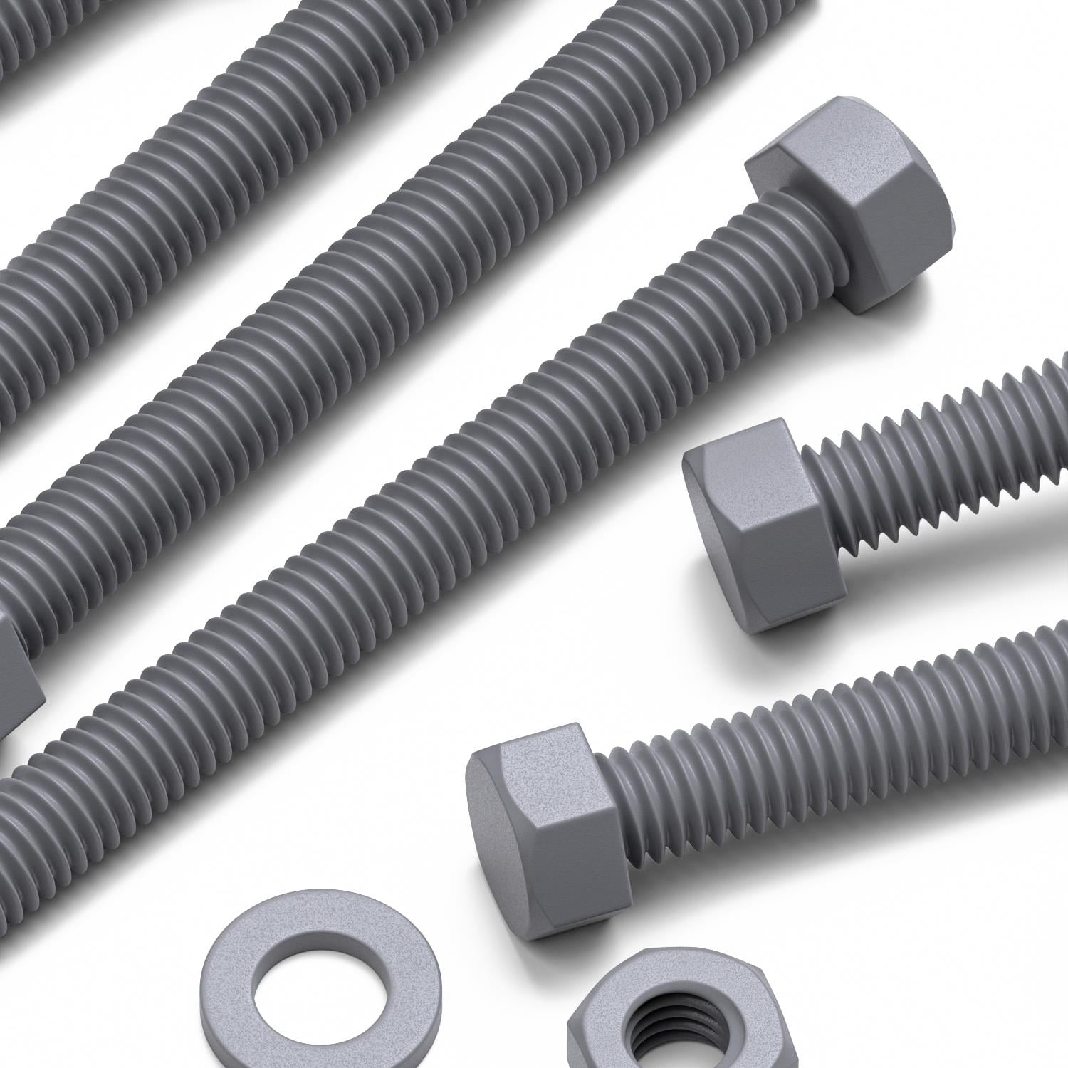 50 x Hexagon Head Screws Grey PVC Plastic nuts and bolts, UPVC, Plastic ...