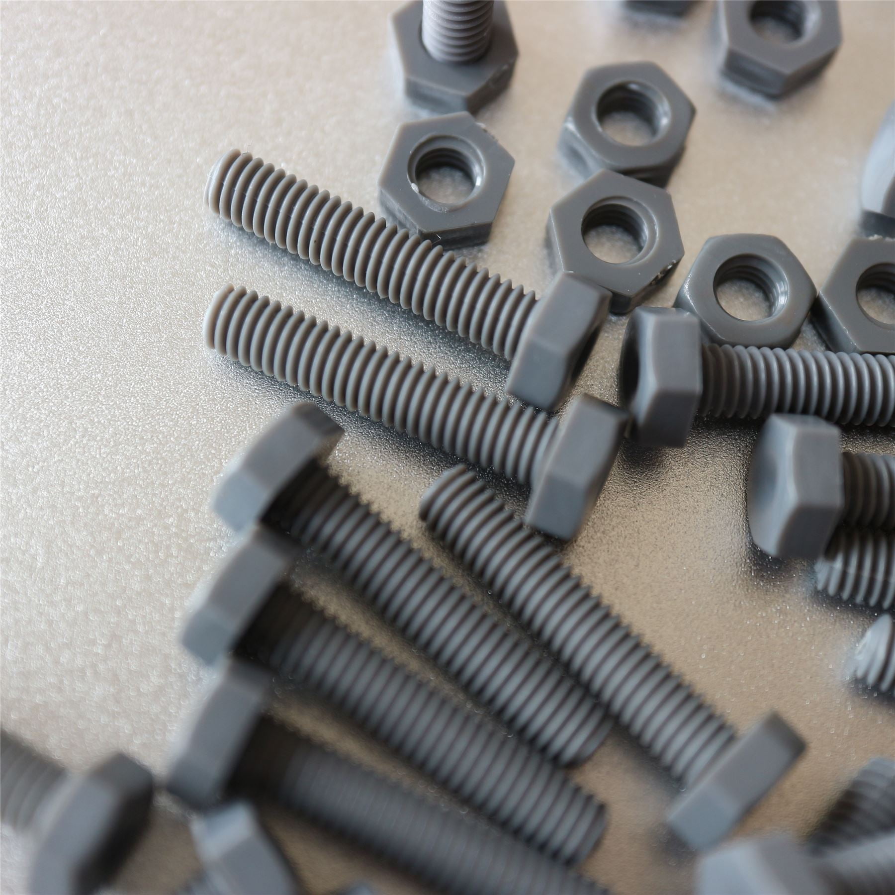 50 x Hexagon Head Screws Grey PVC Plastic nuts and bolts, Hex Head ...