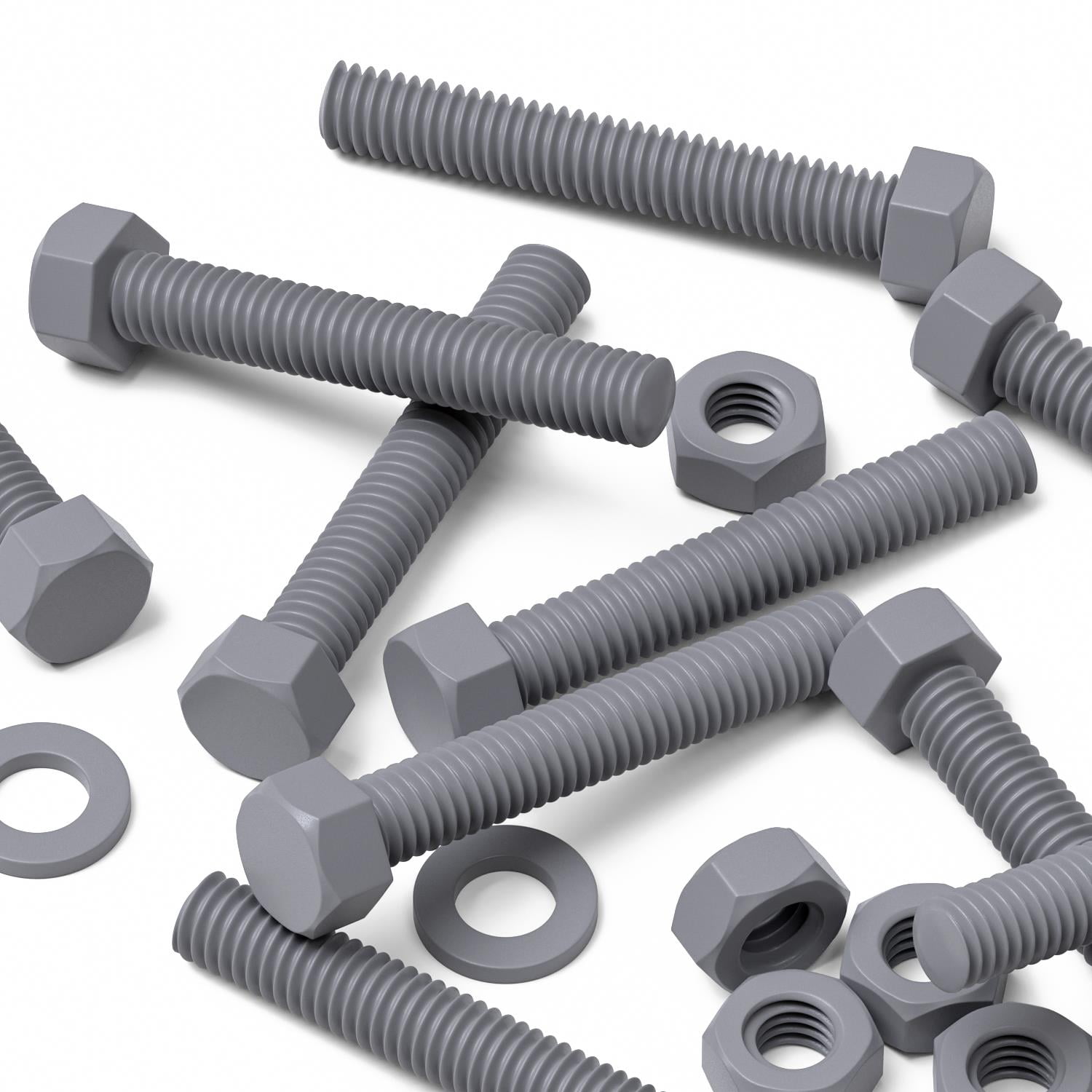 50 x Hexagon Head Screws Grey PVC Plastic nuts and bolts, oxidation ...