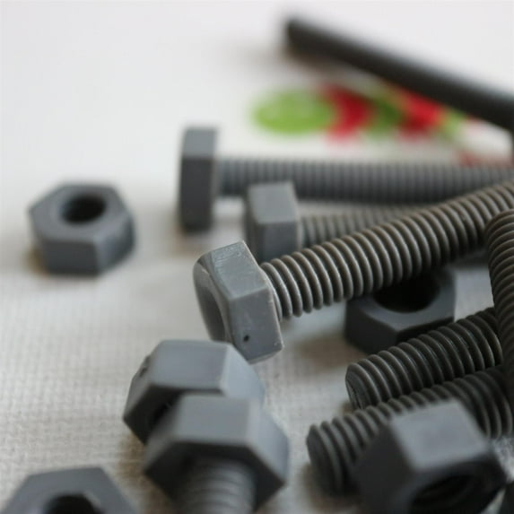 50 x Hexagon Head Screws Grey PVC Plastic nuts and bolts, oxidation ...