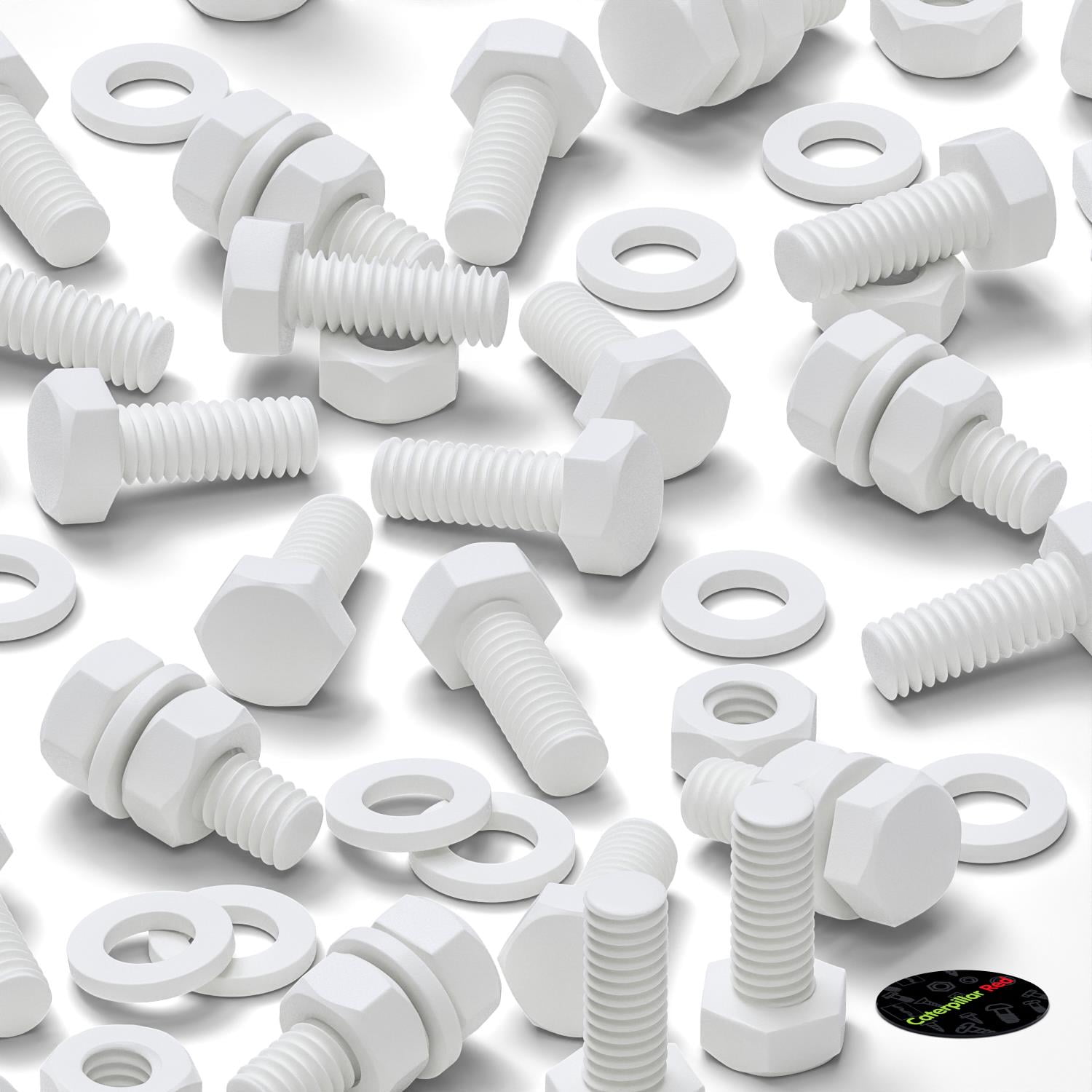 50 x Hexagon Head Screws White, PVC Plastic nuts & bolts, oxidation ...