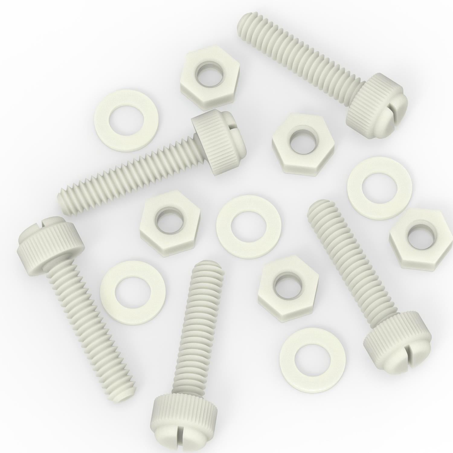 50 x Natural, Nylon Plastic Thumbscrews, knurled, M6 x 30mm, (15/64 x 1 ...