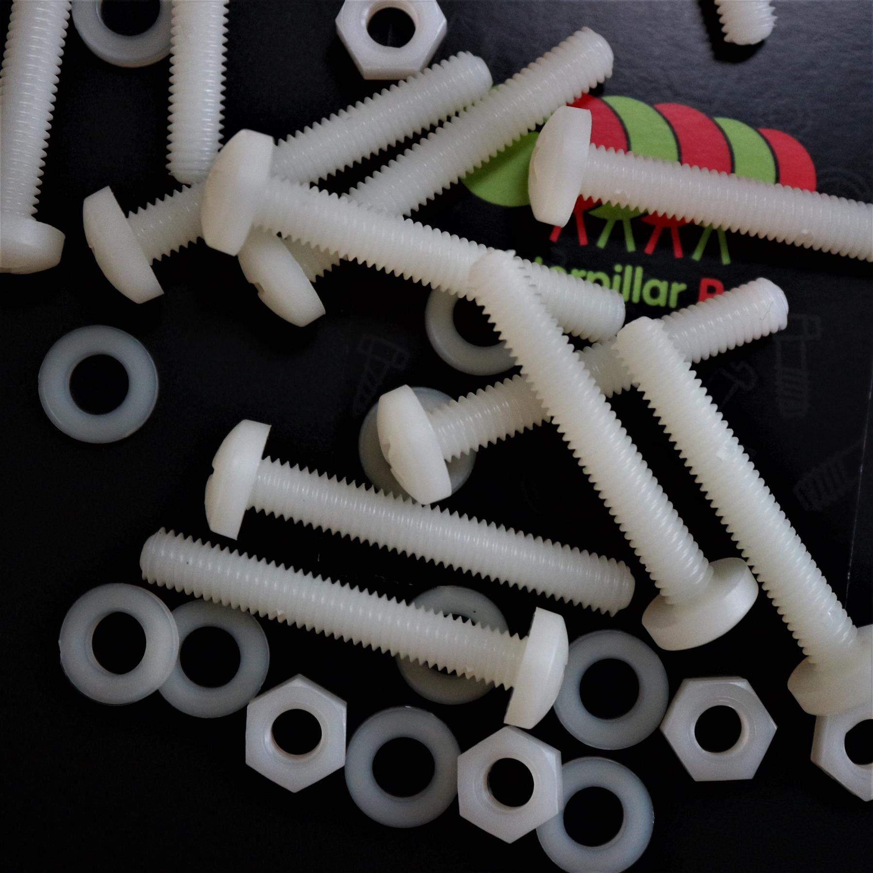 50 x Nylon Pan head, crosshead plastic machine screws, M6 x 40mm ...