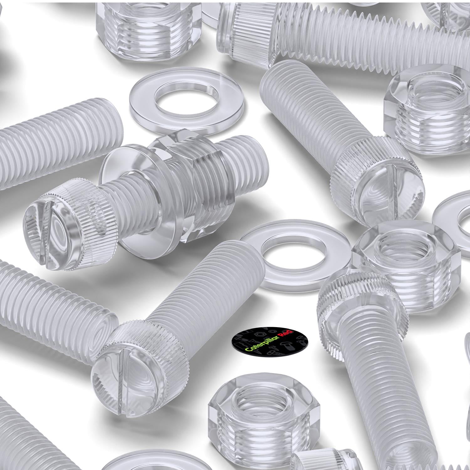 50 x Transparent Clear Plastic Acrylic Thumbscrews, knurled, M8 x 30mm ...