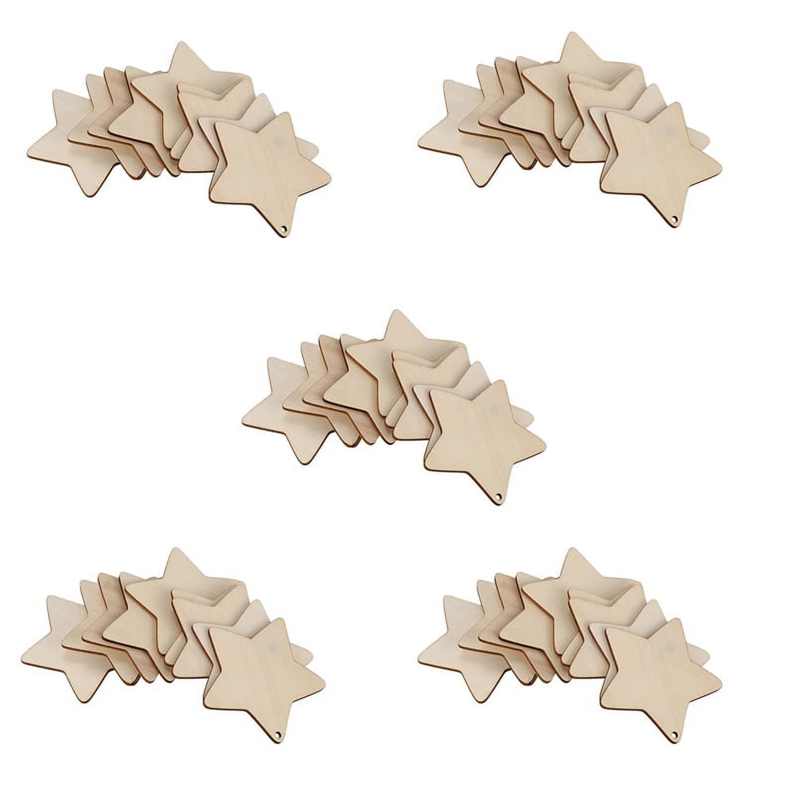50 x Wooden Star Shapes, Plain Wood Craft Tags with Hole (10cm ...