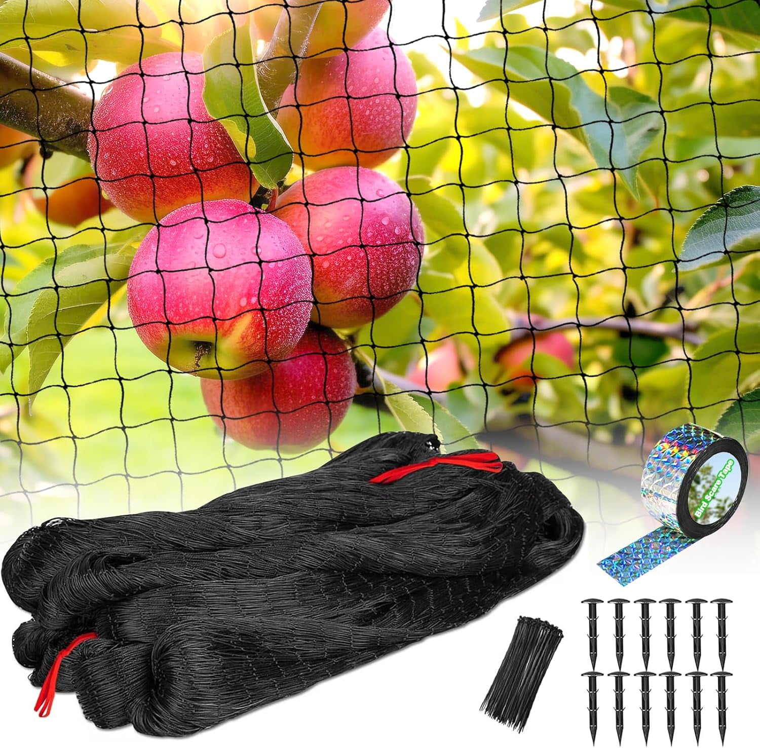 50'x50' with 2" Mesh Bird Netting for Chicken Coop with Scare Tape ...