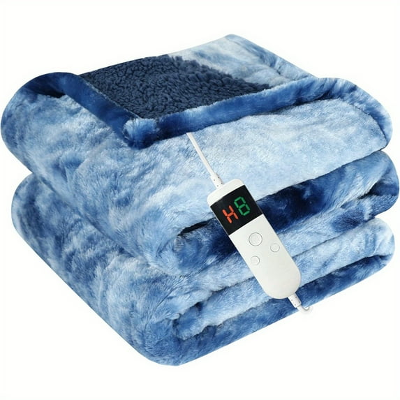 50"x60" Electric Heated Blanket Throw - Faux Fur + Soft Flannel ...