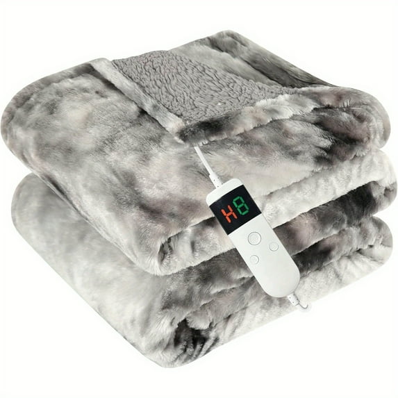 50"x60" Electric Heated Blanket Throw - Faux Fur + Soft Flannel ...