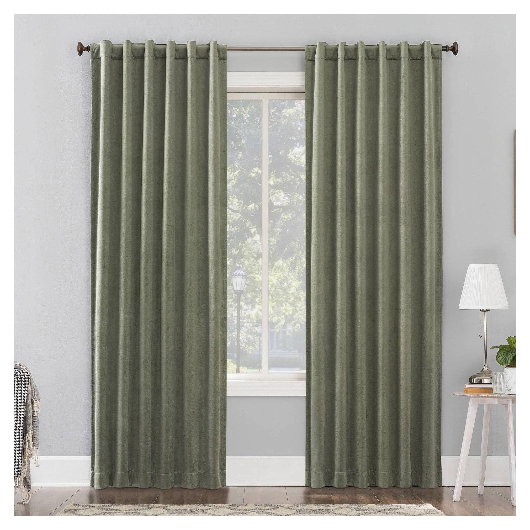 50"x84" 100% Blackout Amherst Velvet Noise Reducing Thermal Curtain Panel Moss Green: Modern ...