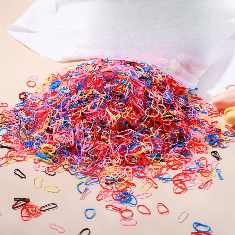 500/1000/2000pcs Girls Colourful Disposable Rubber Band Hair Ties ...