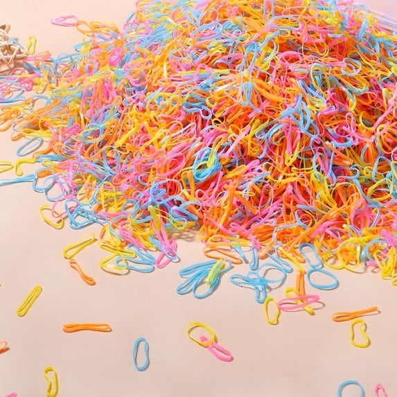 500/1000/2000pcs Girls Colourful Disposable Rubber Band Hair Ties ...