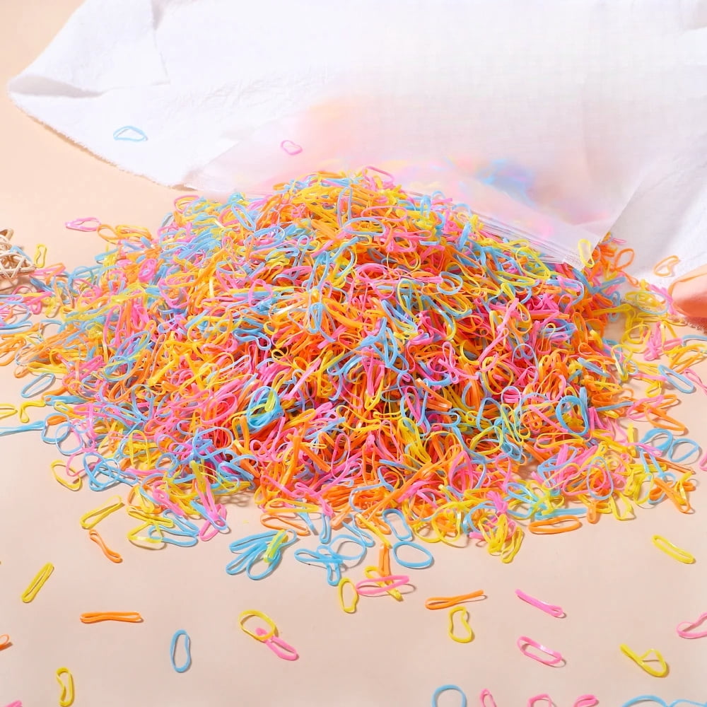 500/1000/2000pcs Girls Colourful Disposable Rubber Band Hair Ties ...
