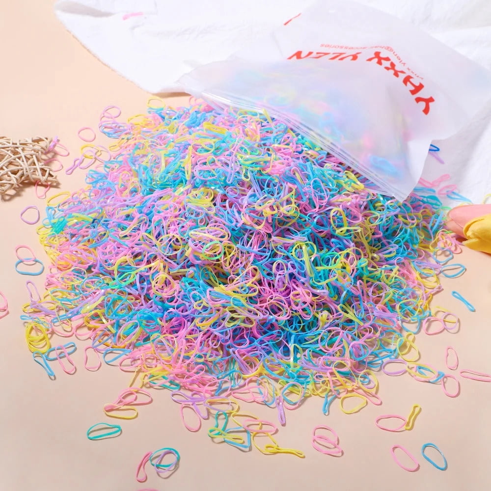 500/1000/2000pcs Girls Colourful Disposable Rubber Band Hair Ties ...