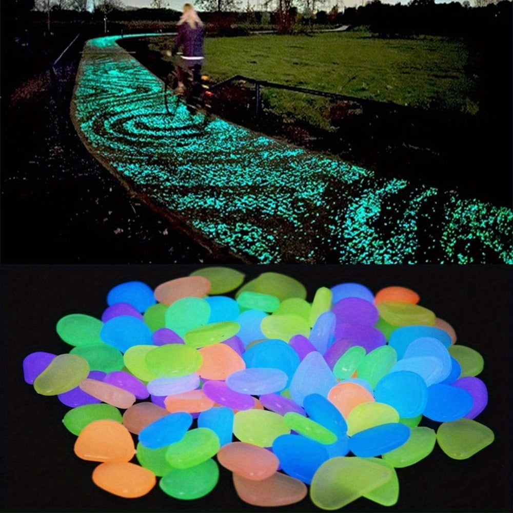 500/1000pcs Glow in The Dark Rocks Blue | Solar Powered Outdoor Garden ...