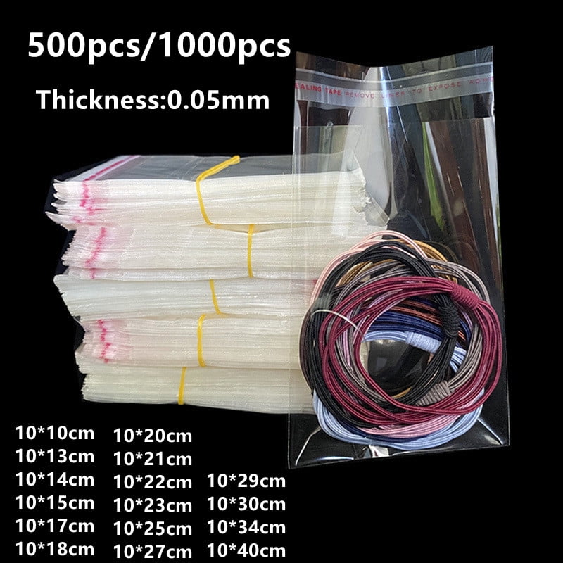 500/1000pcs Wide 10cm Transparent Plastic Self Adhesive Bags Of Sweet ...