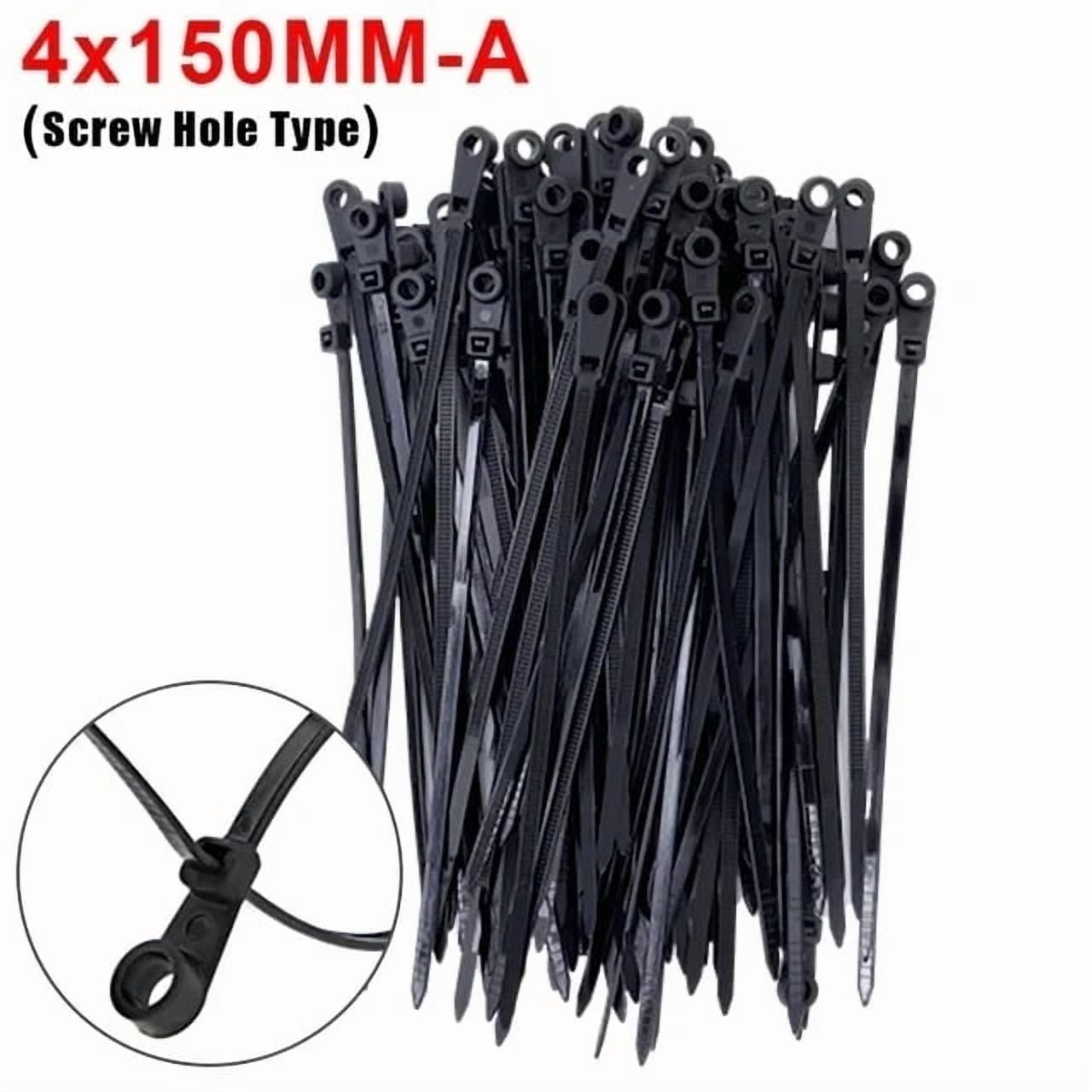 500/100PCS Screw Hole Cable Ties Reusable Fixed Nylon Cable Ties Self ...