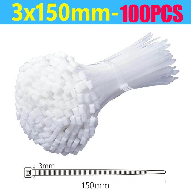 500/100Pcs Wholesale Plastic Nylon Cable Ties Self-locking Cord Straps Adjustable Cables ...