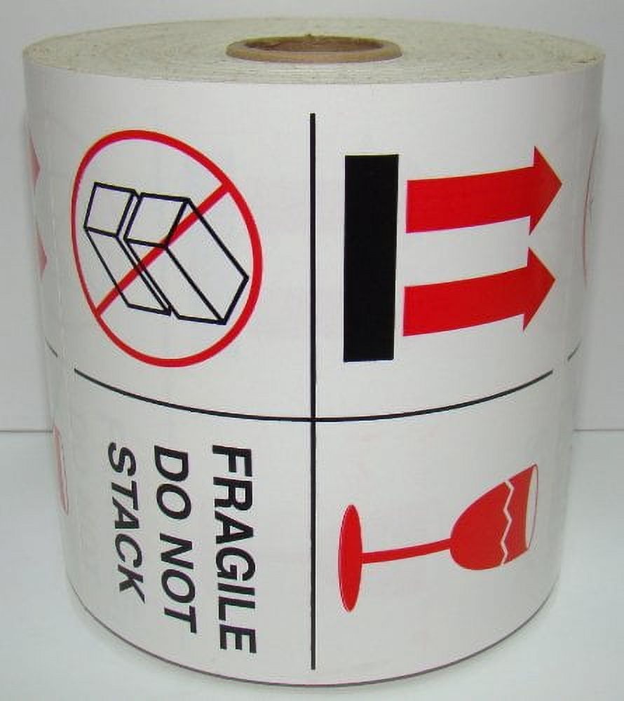 500 4x4 Red and Black FRAGILE DO NOT STACK Shipping Mailing Labels ...