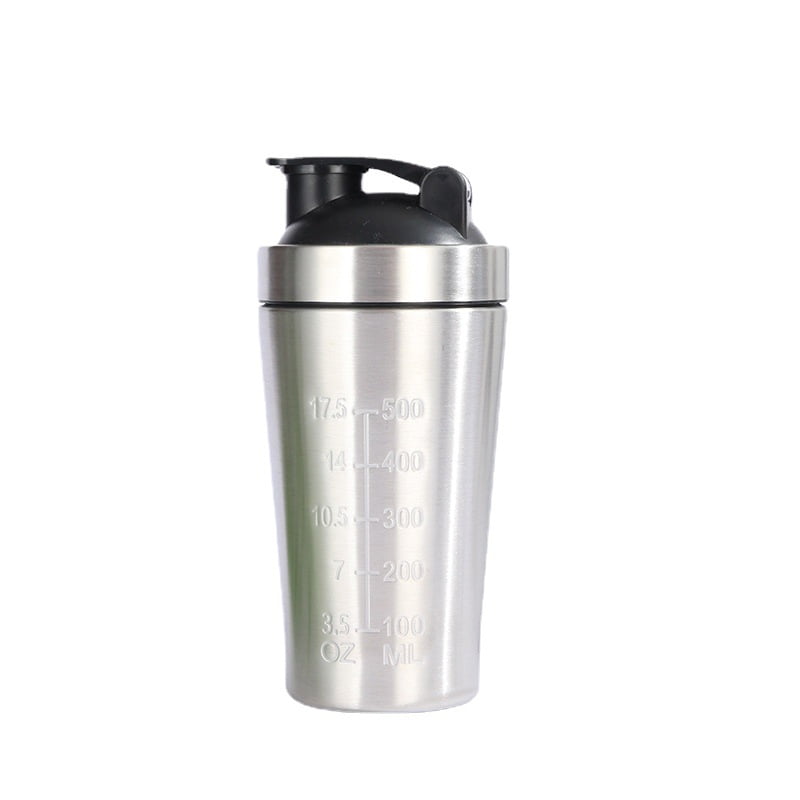 500/750ml Stainless Steel Protein Powder Shaker Bottle Leak Proof Water ...