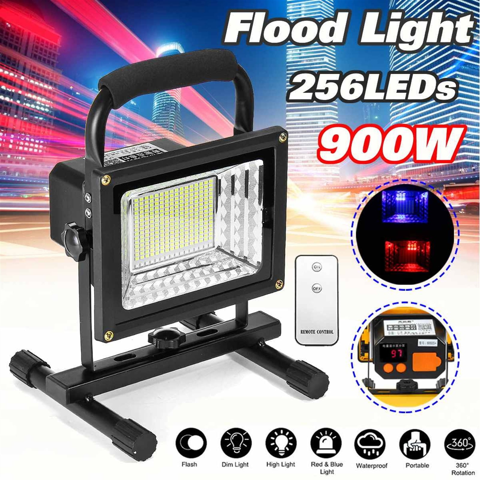 500/800/900W LED Portable Rechargeable Floodlight Waterproof Spotlight ...