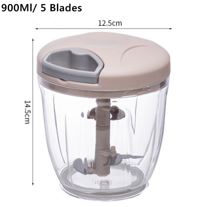 500/900ML Manual Meat Mincer Garlic Chopper Hand Pull Press Crusher ...