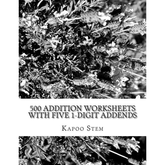 500 Addition Worksheets with Five 1-Digit Addends : Math Practice ...