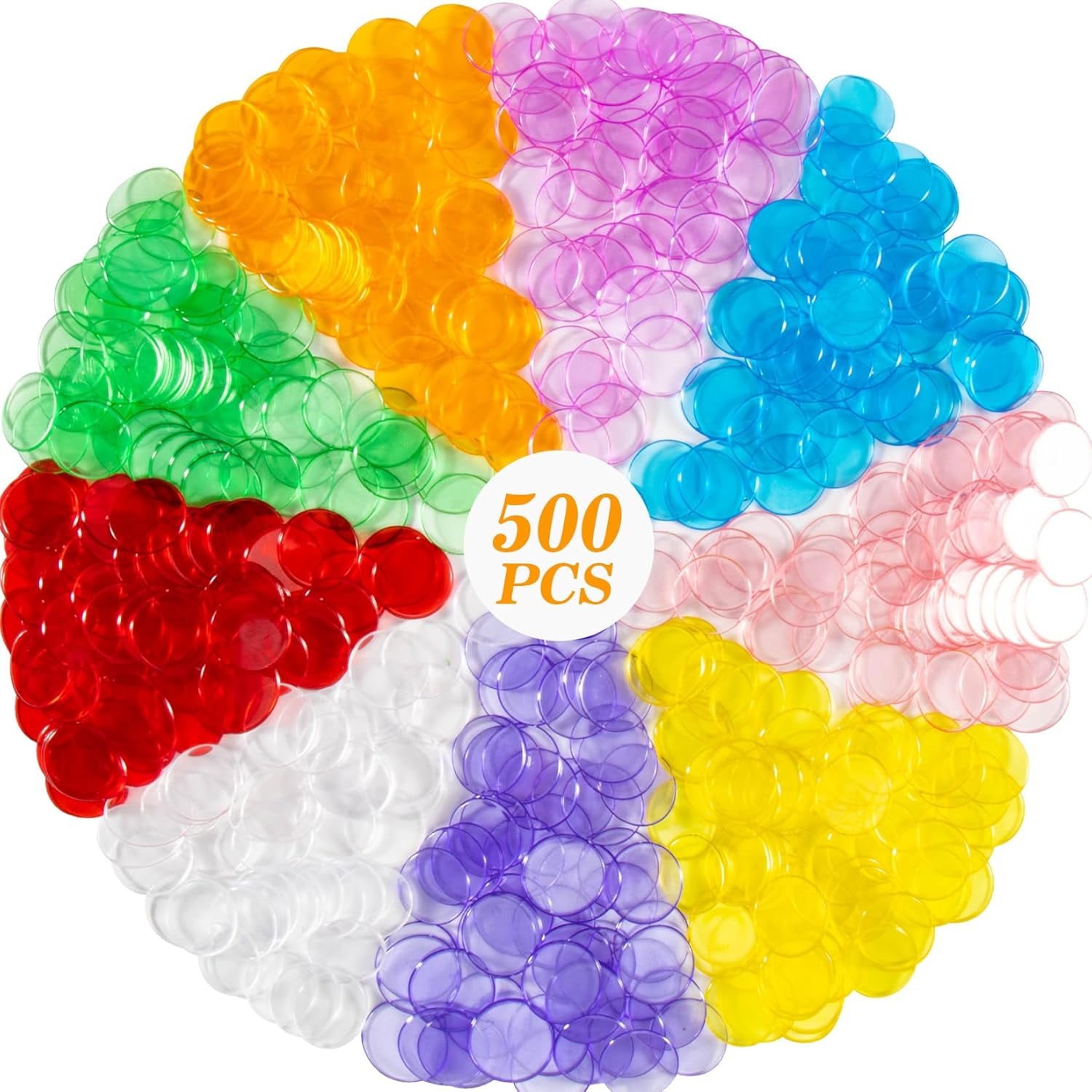 500 Bingo Chips Markers Tokens - Plastic Discs Chip Counters for Bingo ...