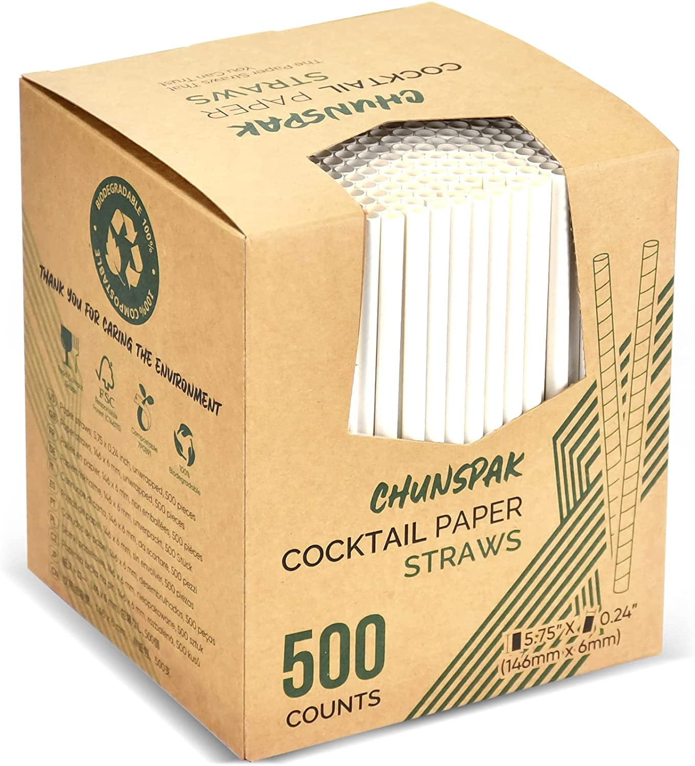 [500 Bulk] 5.75 inch White Small Paper Straws for Kids, Milk Cartons ...