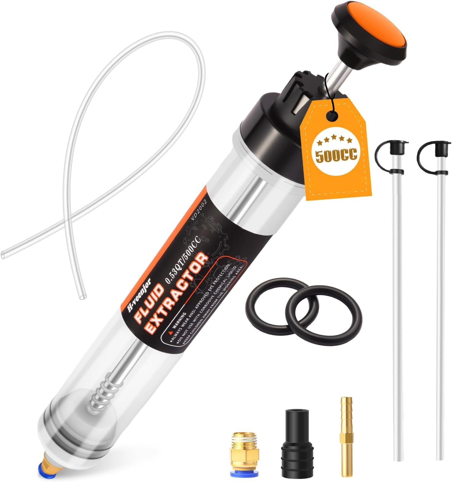 500 CC Automotive Fluid Extractor Pump, Oil Change with Extra 32" Soft ...