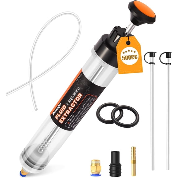 500 CC Automotive Fluid Extractor Pump, Oil Change with Extra 32" Soft ...
