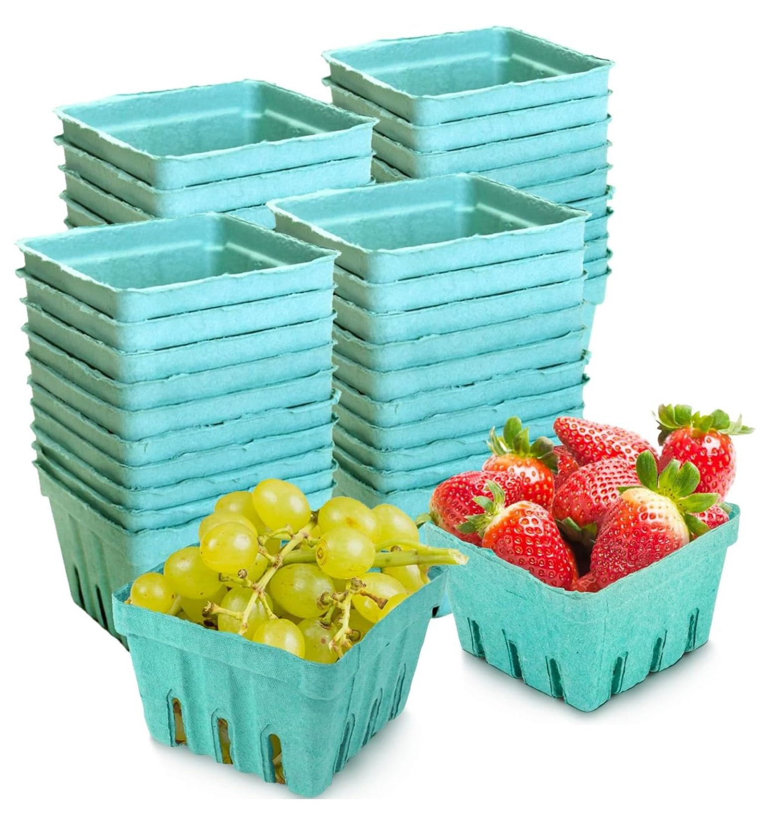 [500 Case] 1 Pint Green Molded Pulp Fiber Berry Basket Produce Vented ...