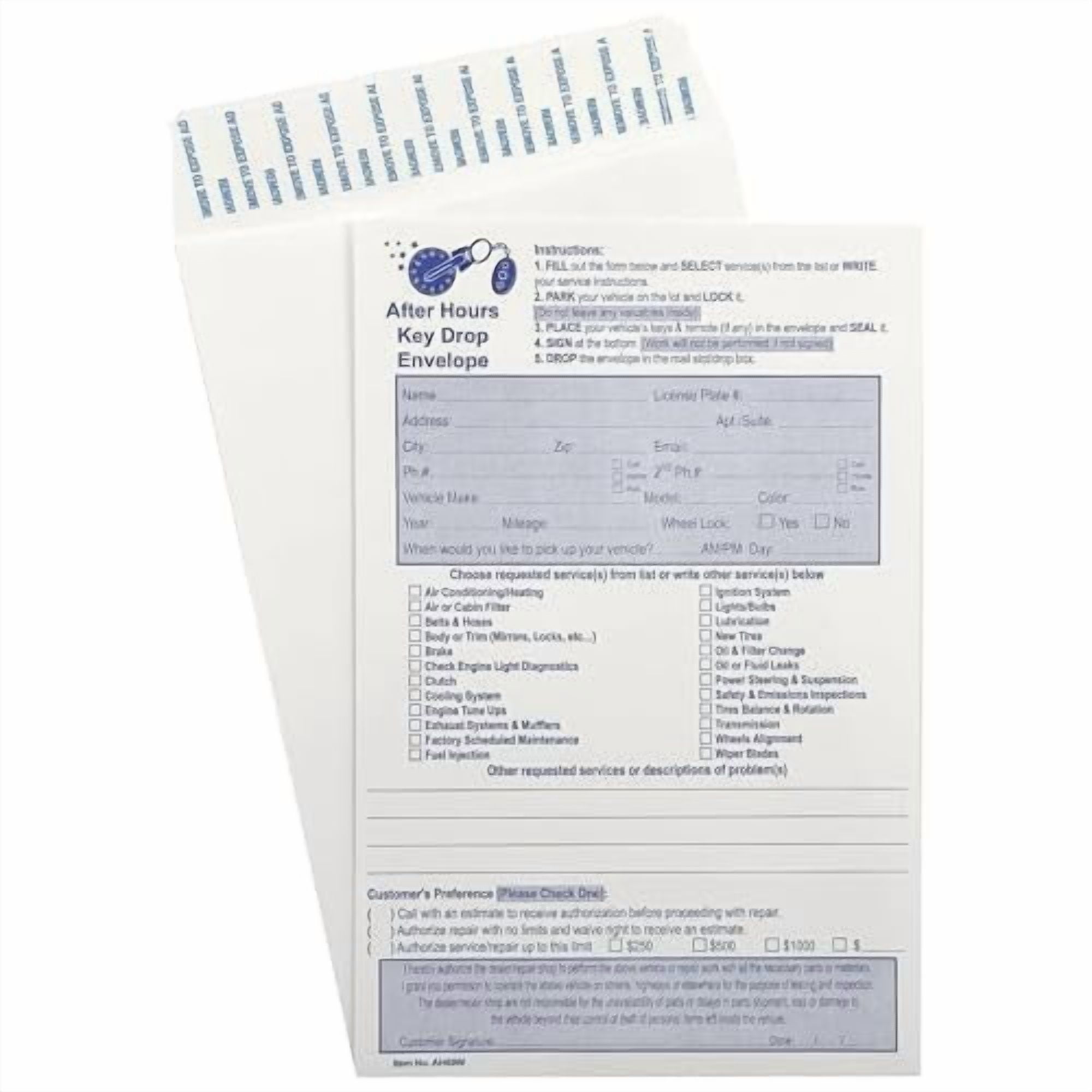 500 Cashier Depot Night/After Hours Key Drop Envelopes for Auto Shop ...