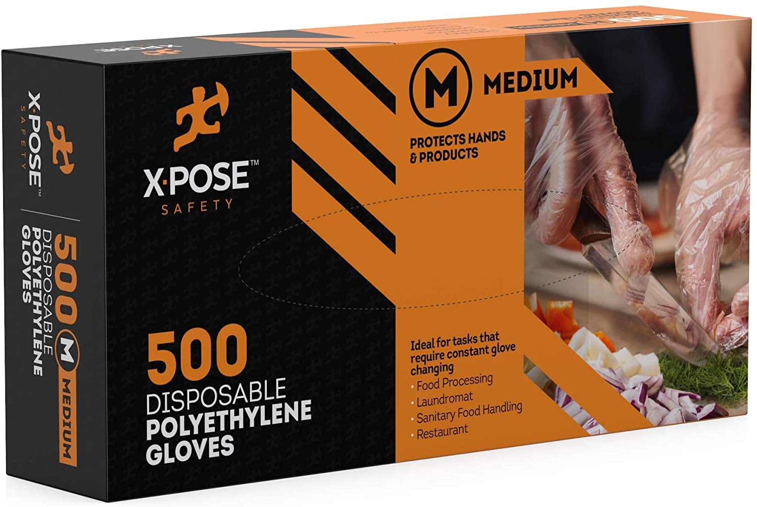 Xpose Safety FDA Approved, 500 Clear Disposable Poly Gloves - Medium ...