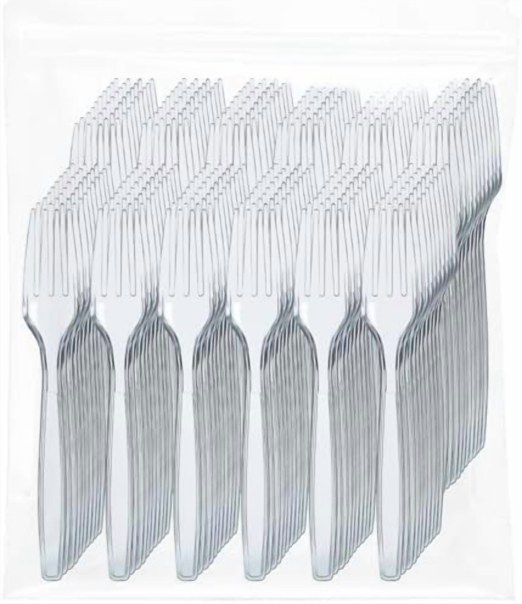 500 Clear Plastic Forks - Heavyweight Disposable Forks, Sturdy Flatware ...