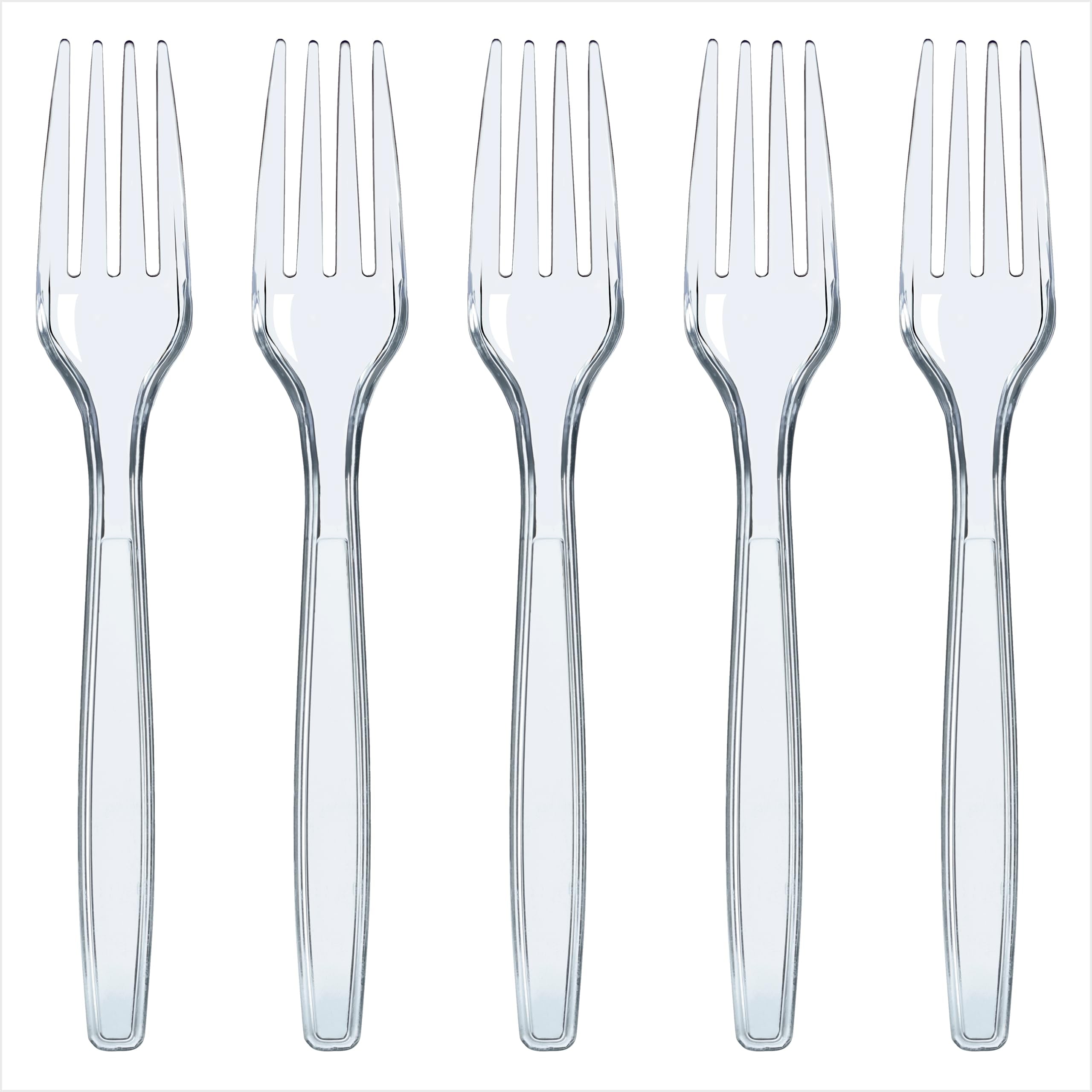 Prestee 500 Clear Plastic Forks - Heavyweight Disposable Forks, Sturdy ...