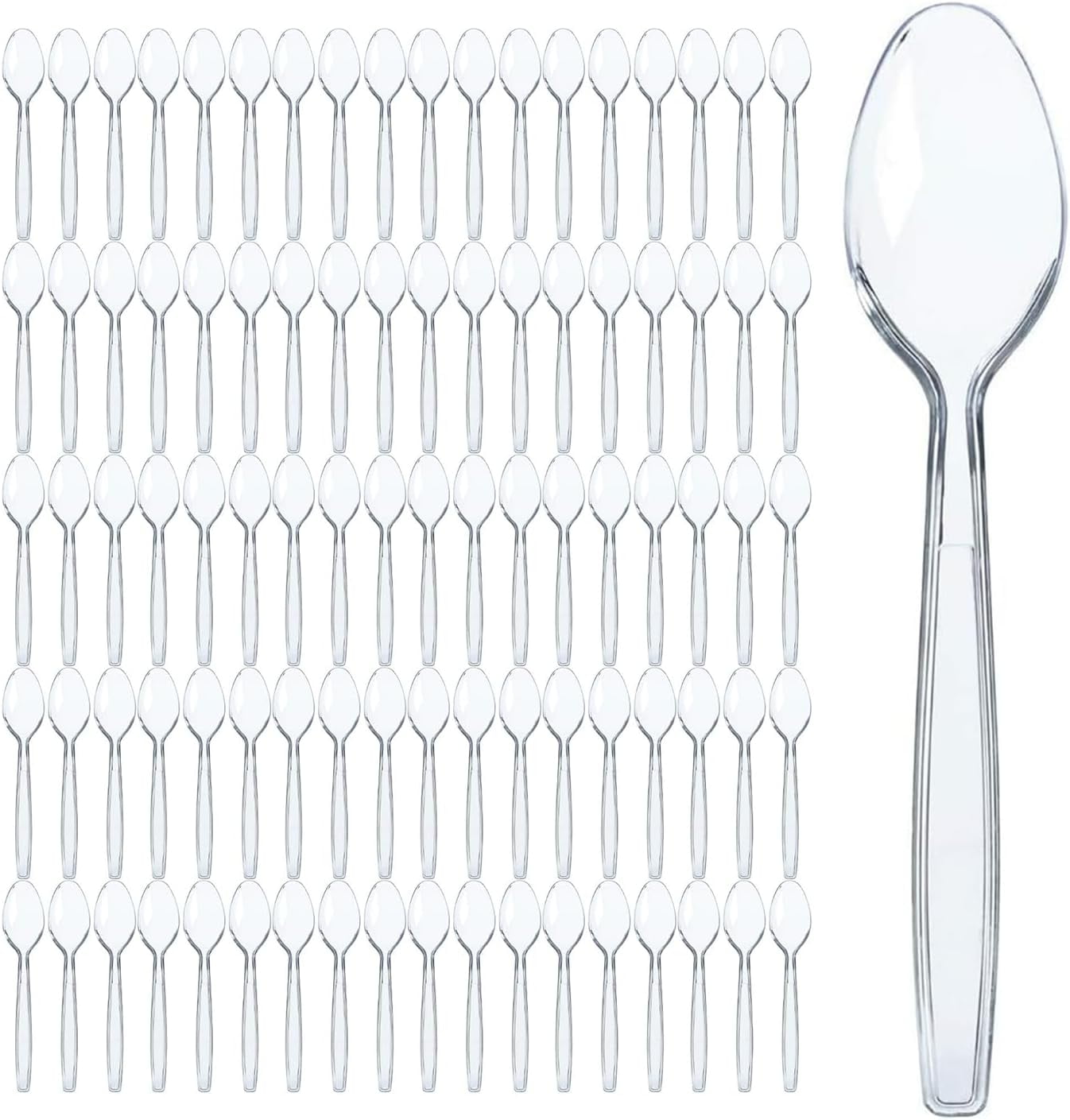 500 Clear Plastic Spoons - 6 Inch Disposable Spoon Bulk Pack - Heavy ...