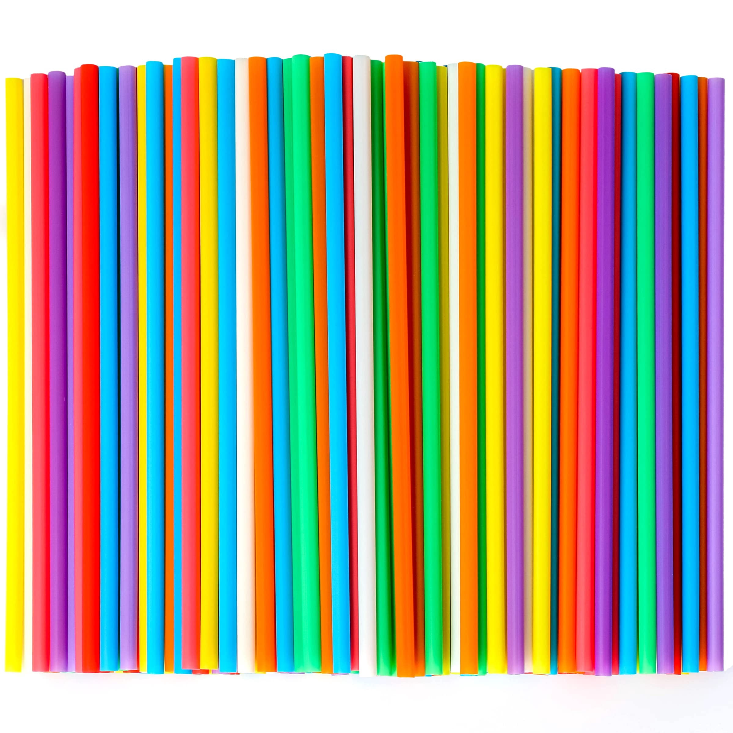 500 Colorful Disposable Drinking Plastic Straws.(0.23'' Diameter And 8. ...