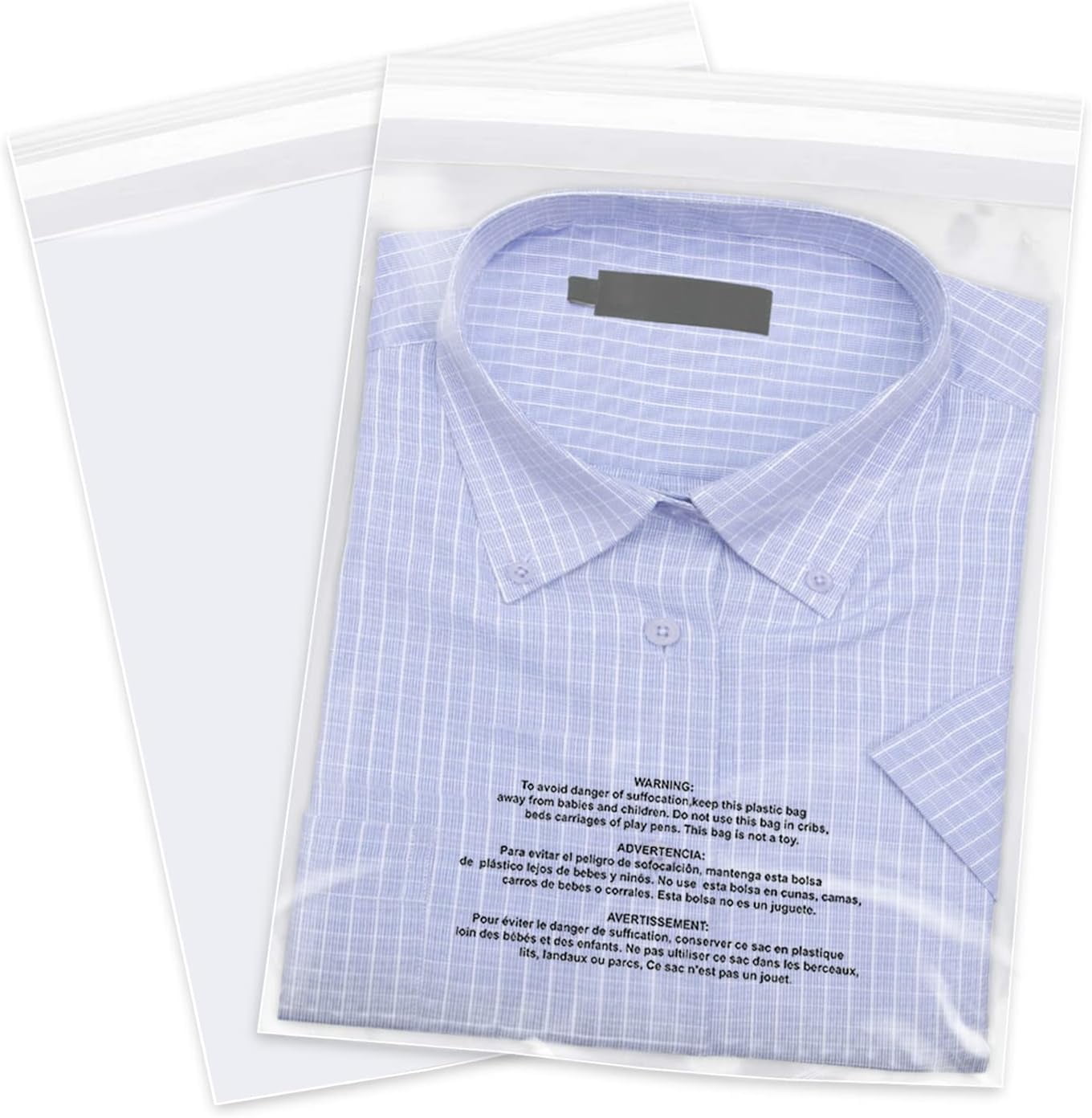 - 500 Count - 14" x 20" Clear Plastic Poly Bags with Suffocation Self ...