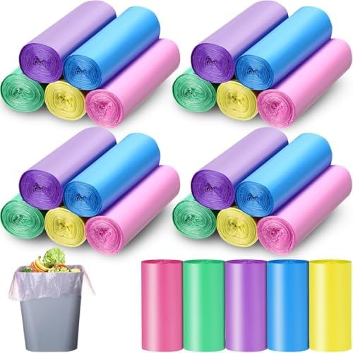 500 Count 4 Gallon Small Trash Bags Colored Bathroom Garbage Bags Small ...