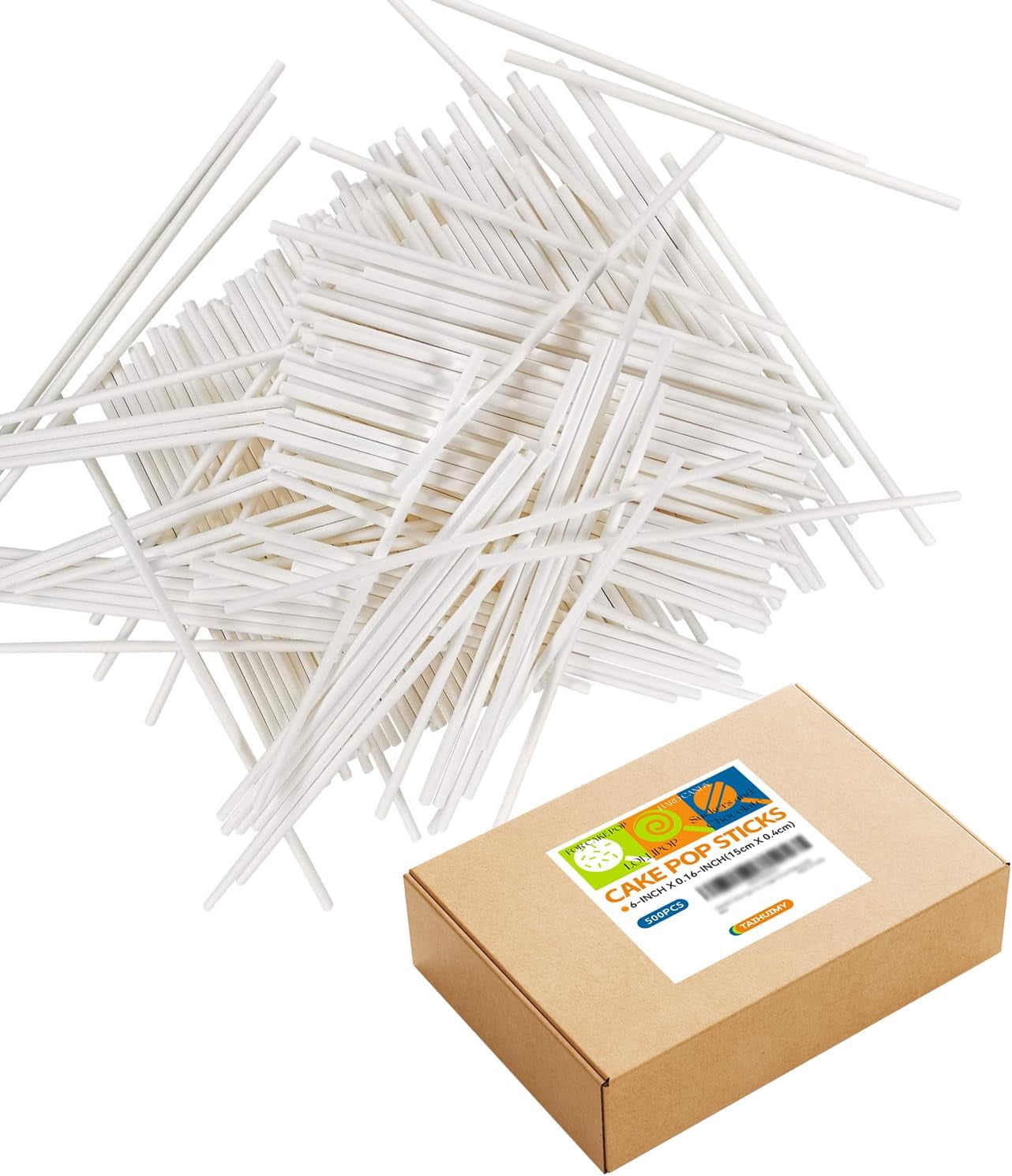 500 Count 6 INCH White Paper Lollipop Sticks,Cake Pop Sticks,Sucker ...