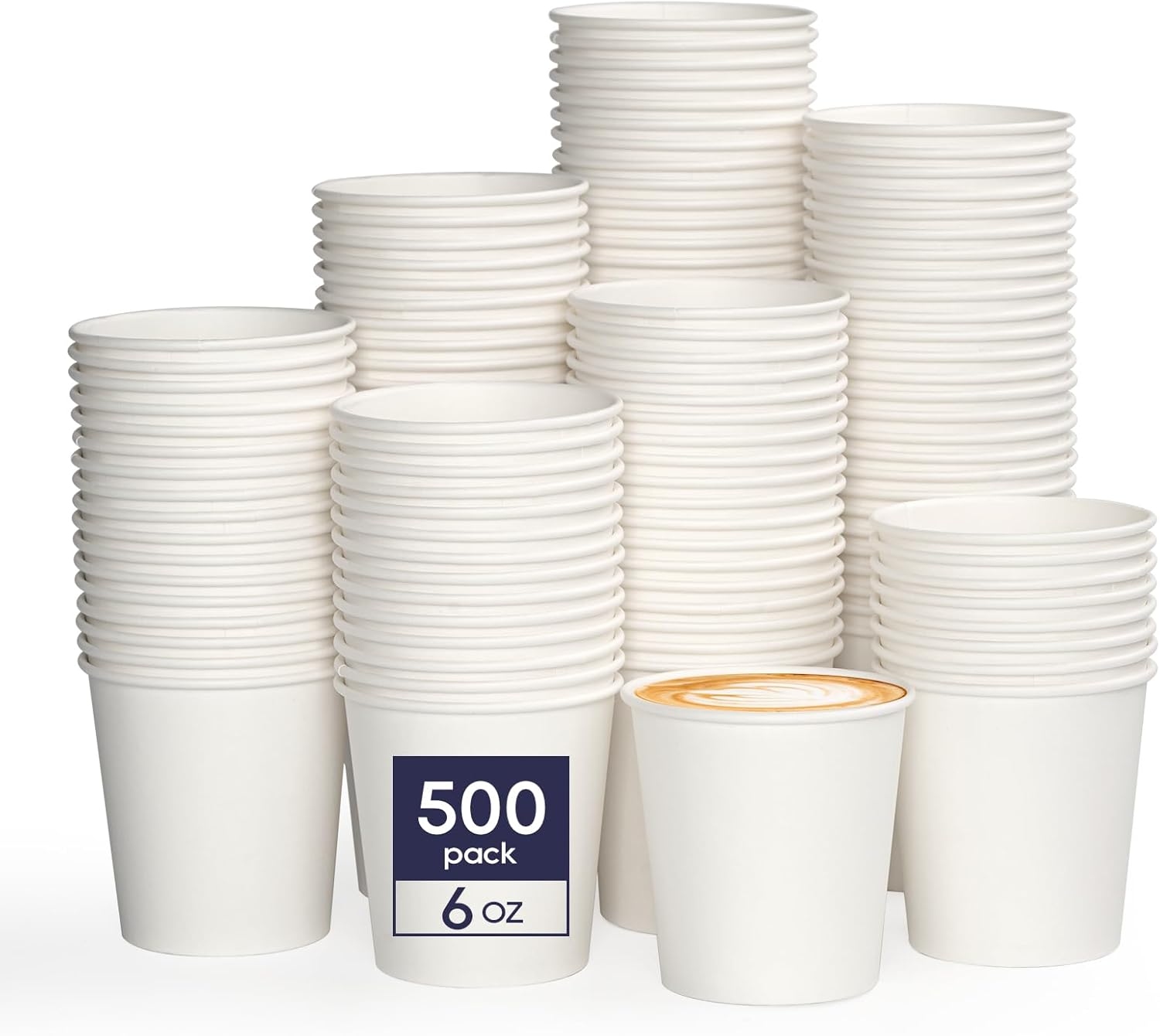 500 Count 6 oz Paper Cups, Small Disposable Coffee Cups, Paper Espresso ...