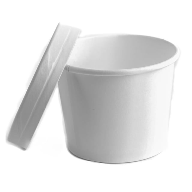 [500 Count] 8 oz Disposable White Paper Soup Containers with Lids Combo ...