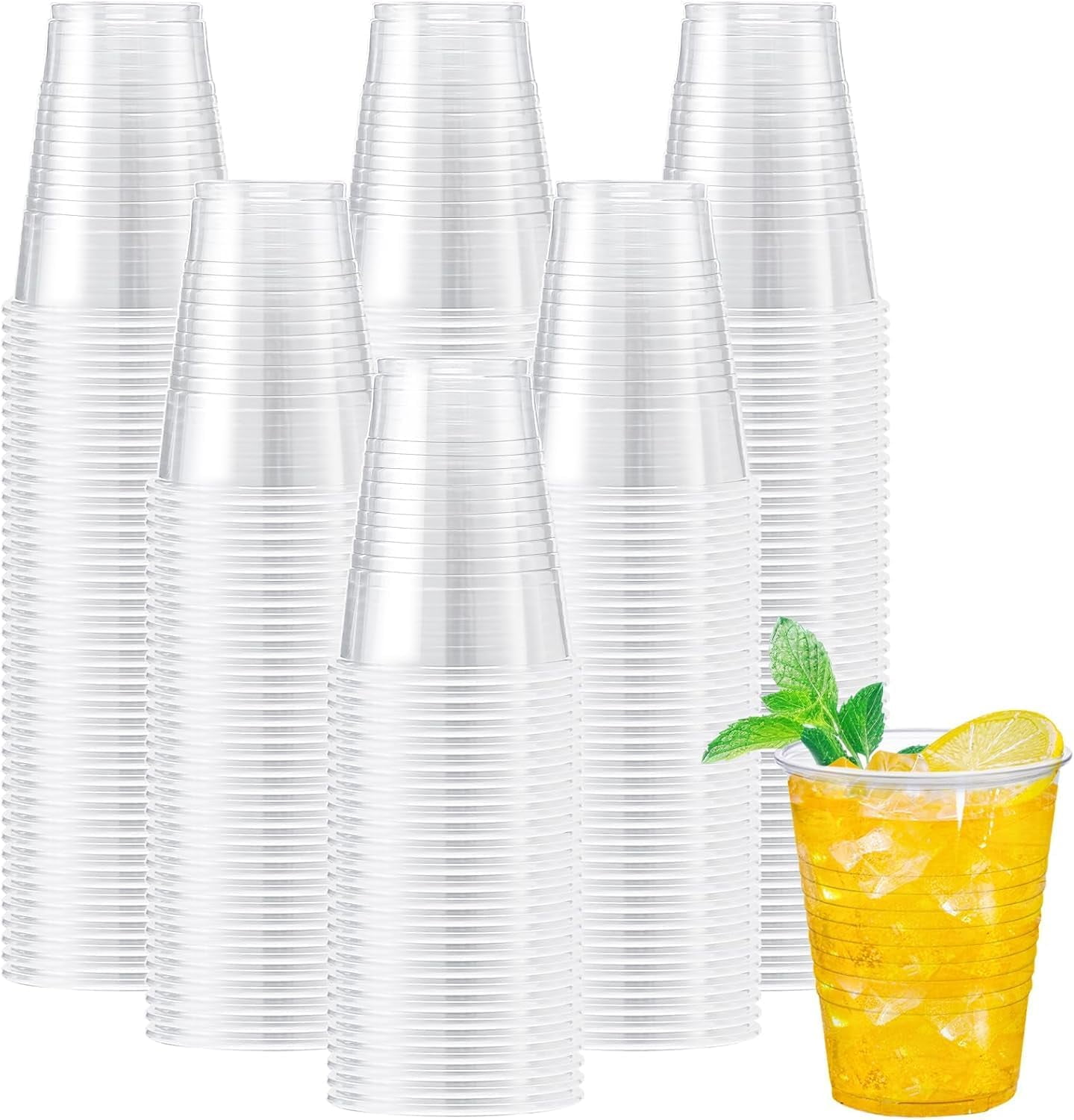 500 Count 9 oz Clear Cups, 9 Ounce Disposable Cold Drinking Cups for ...