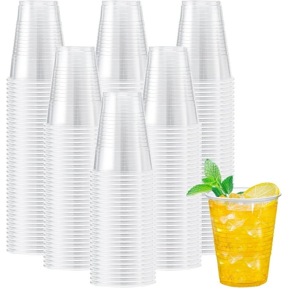 500 Count 9 oz Clear Cups, 9 Ounce Disposable Cold Drinking Cups for ...
