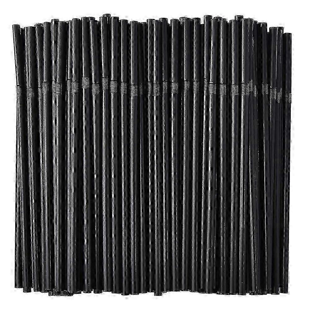 500 Count Black Plastic Bendable Straws 6mm x 21cm Disposable Drinking ...