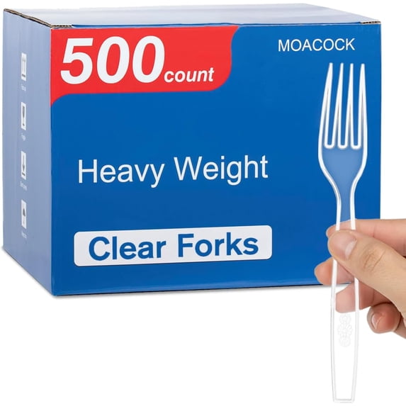 500 Count Clear Disposable Plastic Forks, Heavy Weight Disposable Forks ...
