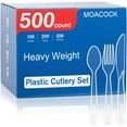 500 Count Extra Heavy Duty Plastic Silverware, 200 Forks, 200 Spoons ...