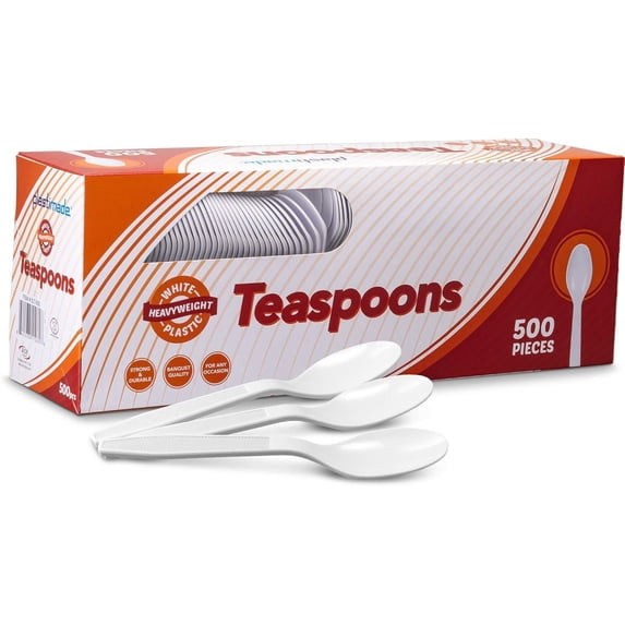 500 Count Extra Heavy duty Plastic Spoons, Disposable White TeaSpoon ...