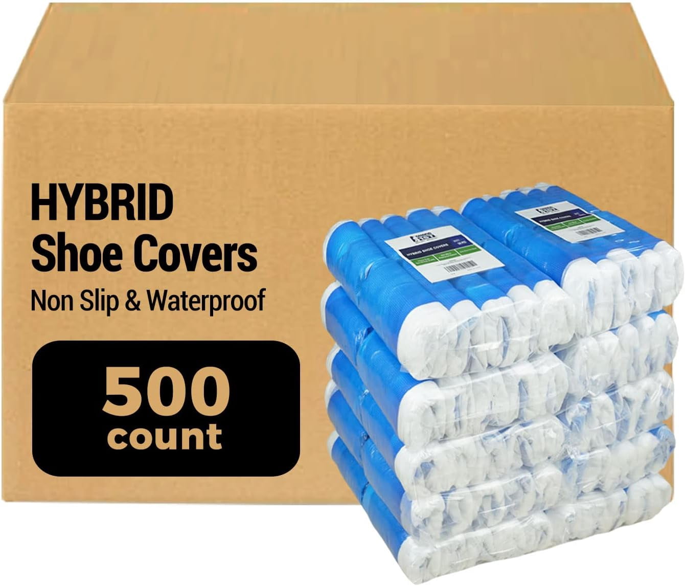 [500 Count] Hybrid Shoe Covers Disposable Non Slip Waterproof, MEGA ...