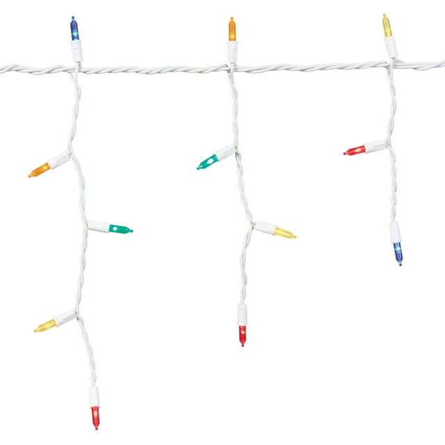 500-Count Multicolor LED Icicle Christmas Lights with White Wire, 52.3 ...
